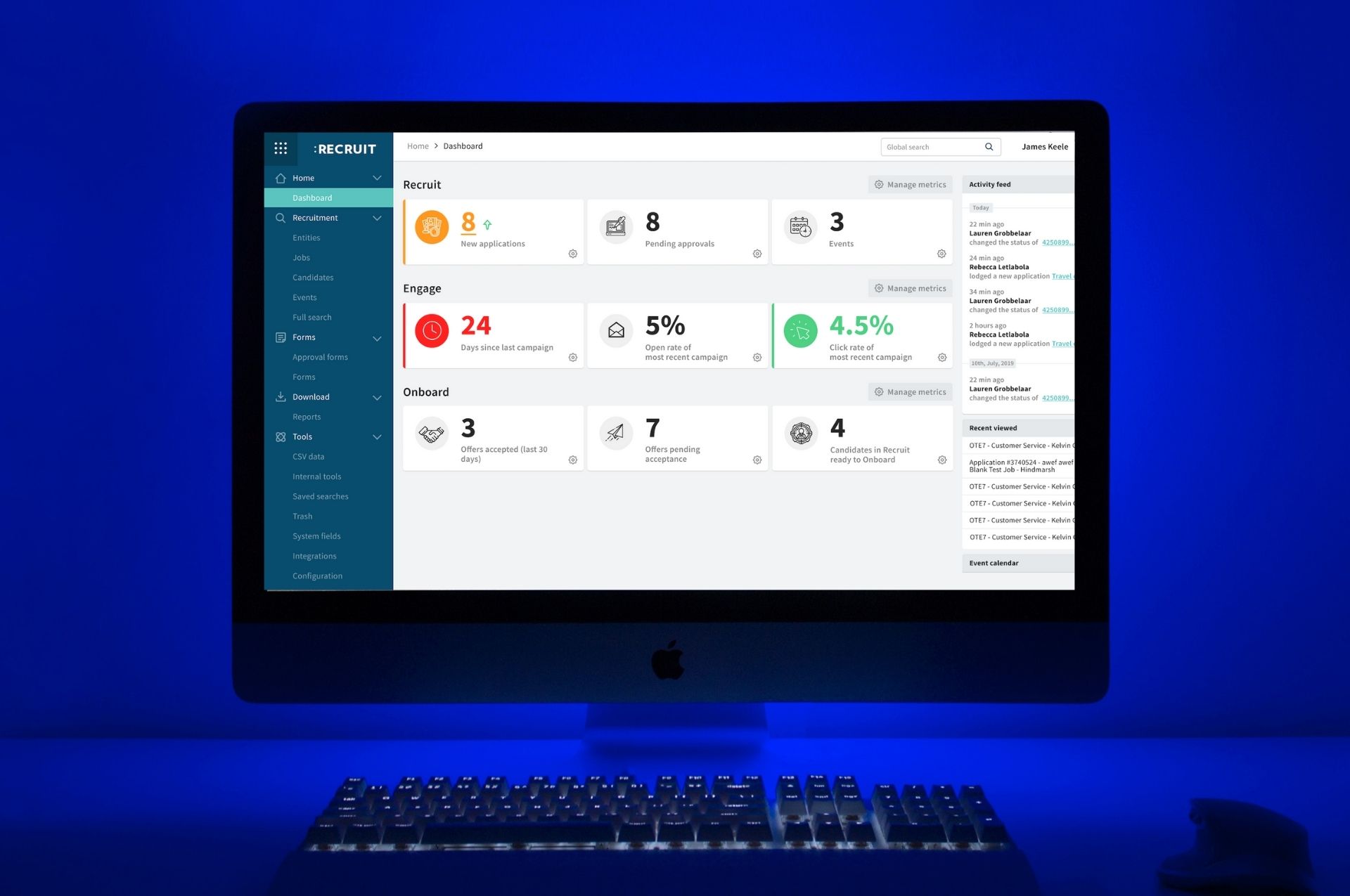 Instant access to key data on your :Recruit dashboard - Scout Talent