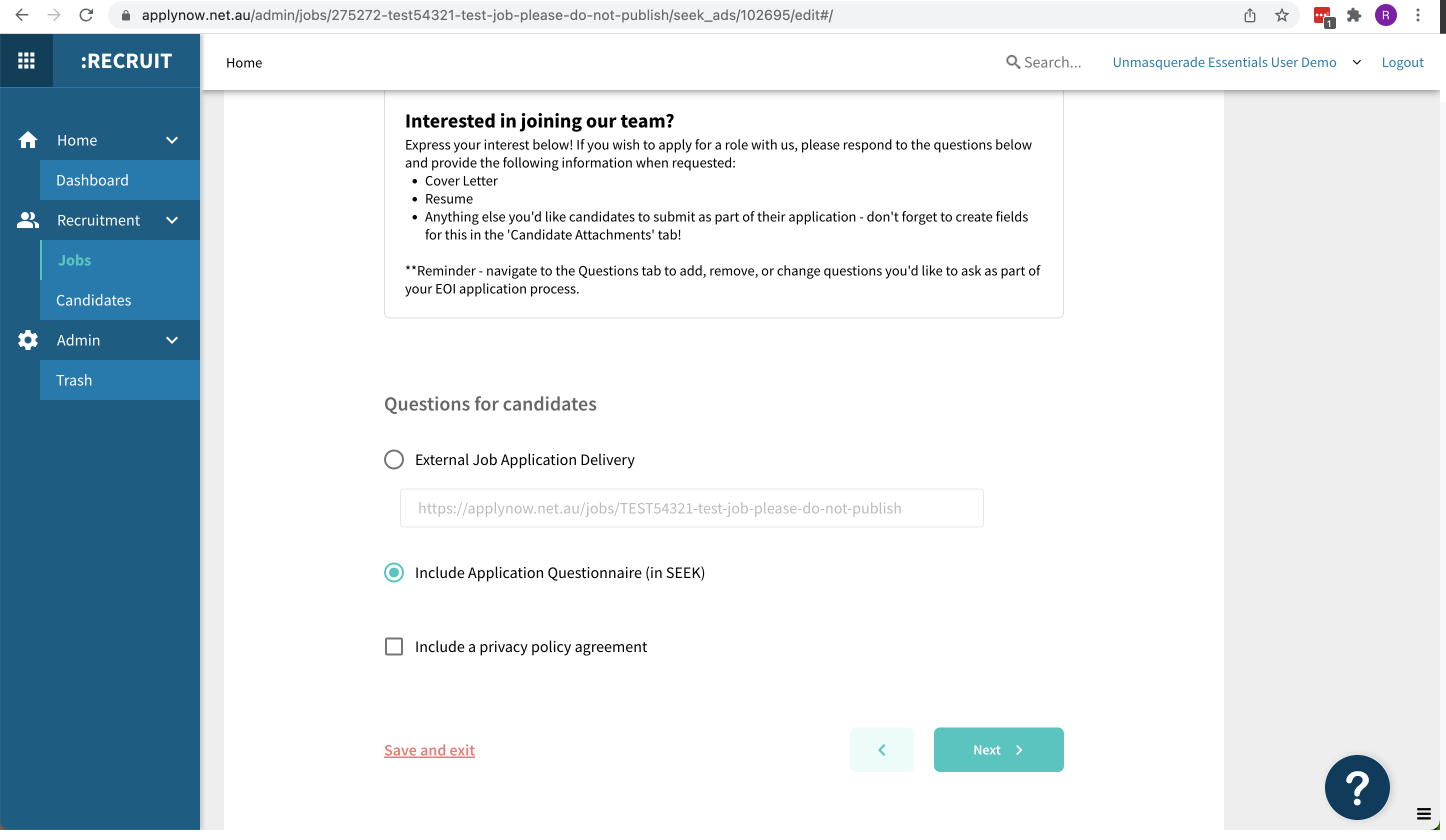 Easily include screening questions with SEEK integration - Scout Talent